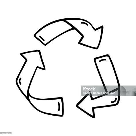 벡터 재활용 아이콘입니다 흰색에 고립 된 환경 친화적 인 개념 환경 보호 자연에 대한 관심 손으로 그린 화살표 간단한 낙서 라인