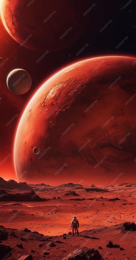Premium Photo Giant Red Planet In The Background Wallpaper