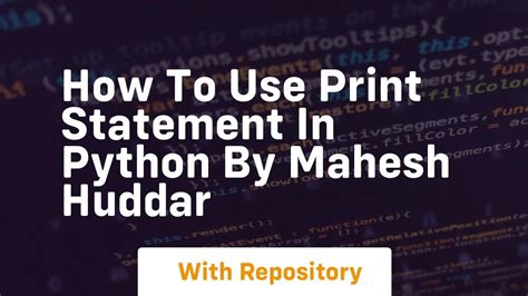 How To Use Print Statement In Python By Mahesh Huddar YouTube