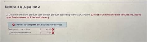 Solved Exercise Algo Computing ABC Product Costs Chegg Com