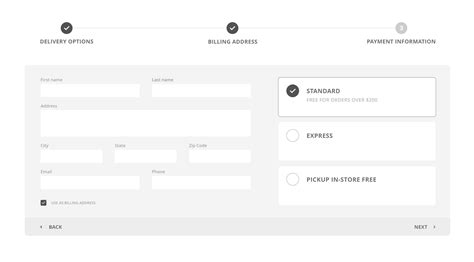 e commerce ui pattern for selection list feedback and suggestions