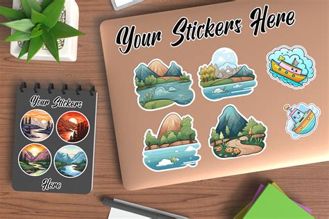 Blank Notebook And Laptop Sticker Mockup Graphic By Rami S Design