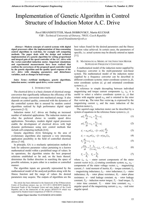 Pdf Implementation Of Genetic Algorithm In Control Structure Of Induction Motor Ac Drive