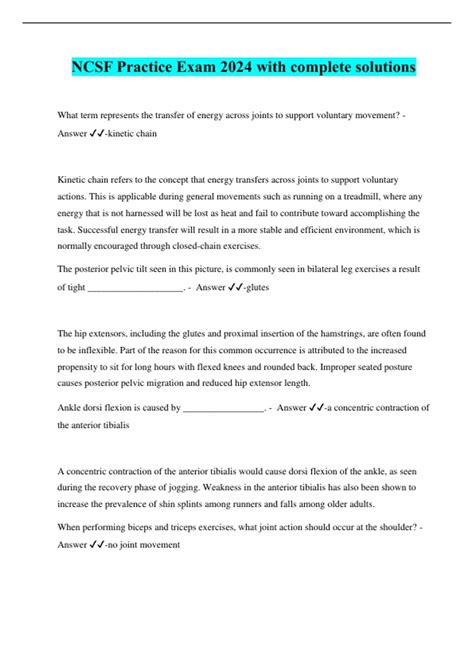 NCSF Practice Exam With Complete Solutions NCSF Stuvia US