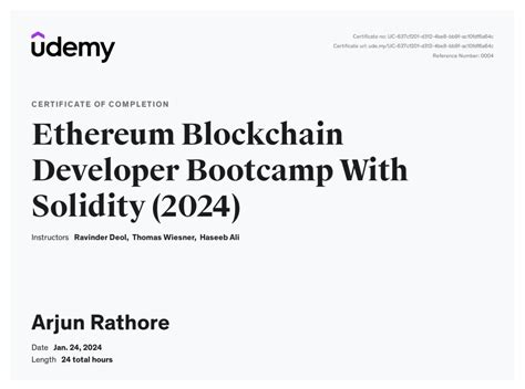 Completed Ethereum Blockchain Developer Course Arjun Rathore Posted