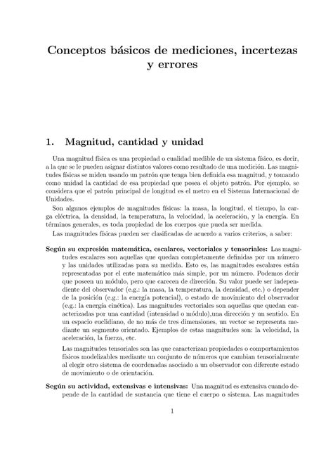 Magnitudes Y Mediciones Conceptos B ́asicos De Mediciones Incertezas