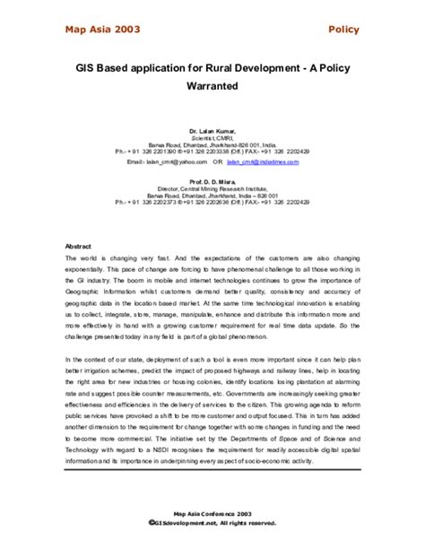 Pdf Gis Based Application For Rural Development A Policy Warranted