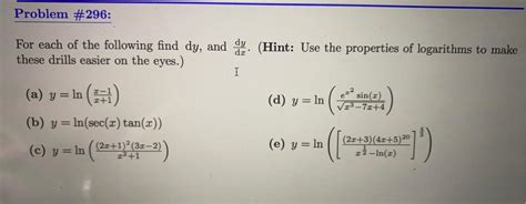 Solved Problem For Each Of The Following Find Dy And Chegg Com