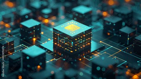 Decentralized Ledger Flat Design Front View Data Integrity Theme 3d