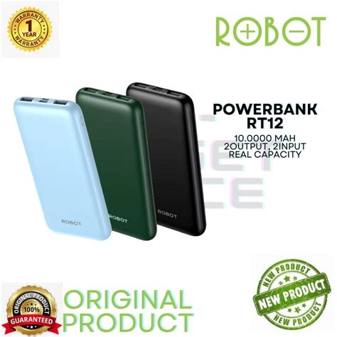 Jual Robot Powerbank Rt12 10000 Mah Dual Input Output Slim Original Garansi 1 Tahun Shopee