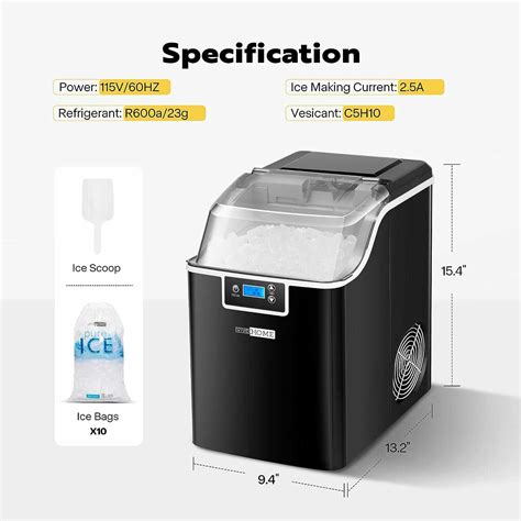 Vivohome Nugget Ice Maker Countertop Portable Pebble Ice Maker Machine With 44lbs Day Soft