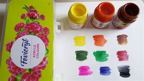 Fevicryl acrylic colours review & unboxing | Acrylic paint for beginners - YouTube