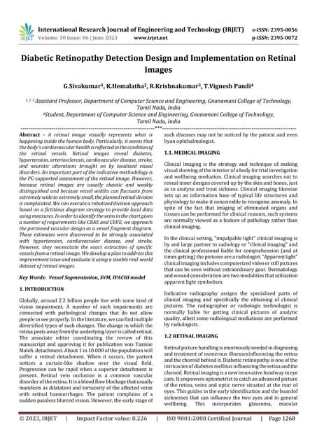 Diabetic Retinopathy Detection Design And Implementation On Retinal