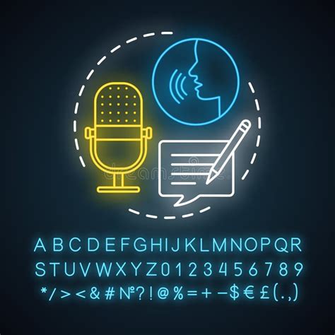 transcription neon light concept icon audio files conversion into text
