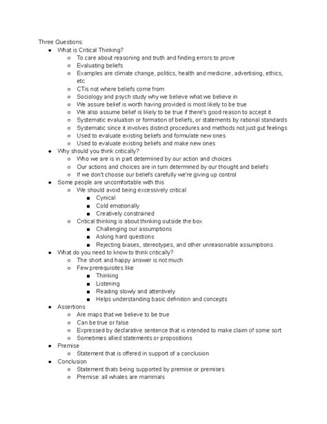 Ssh 105 Introduction Week Three Questions What Is Critical Thinking To Care About Reasoning