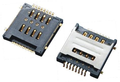 Double SIM Card Connector SMT Pins Micro Sim Socket With Shielded Black Plastic