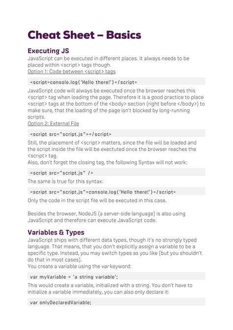 Solution Basics Cheat Sheet Studypool