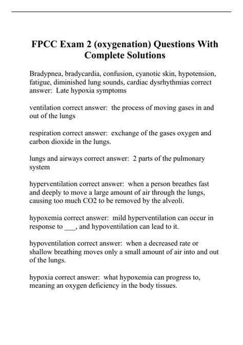 FPCC Exam 2 Oxygenation Questions With Complete Solutions FPCC Stuvia UK
