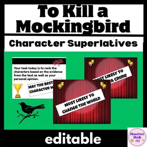 To Kill A Mockingbird Character Superlatives Character Analysis Activity