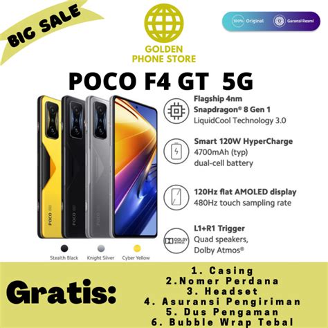 POCO F4 GT 12GB 256GB Snapdragon 8 Gen 1 64MP Triple Kamera Layar Flat AMOLED 6 67 120Hz