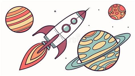 Space Rocket Launching From Planet Exploration And Adventure Vector Design Generative Ai Stock