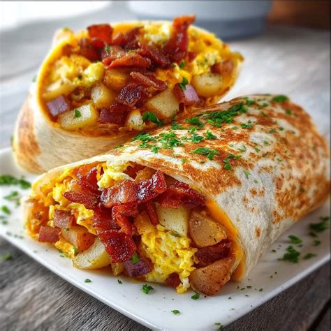 Crispy Bacon Egg And Cheese Burrito With Potatoes