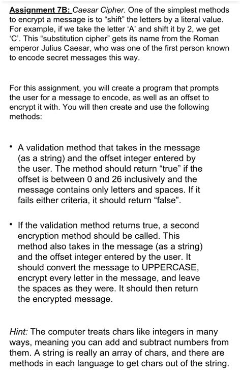 solved assignment 7b caesar cipher one of the simplest