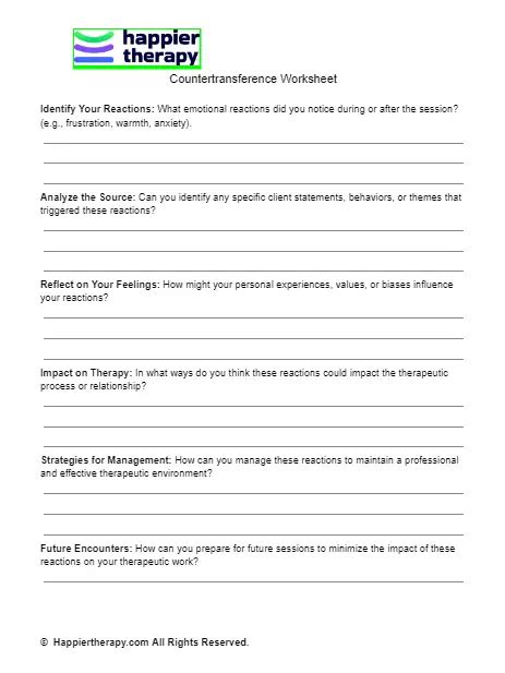 Countertransference Worksheet Transference And Countertransference