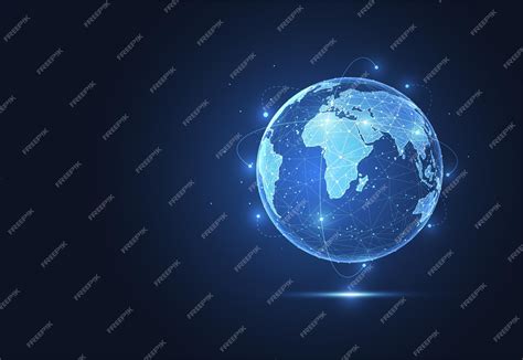 Premium Vector Global Network Connection World Map Point And Line
