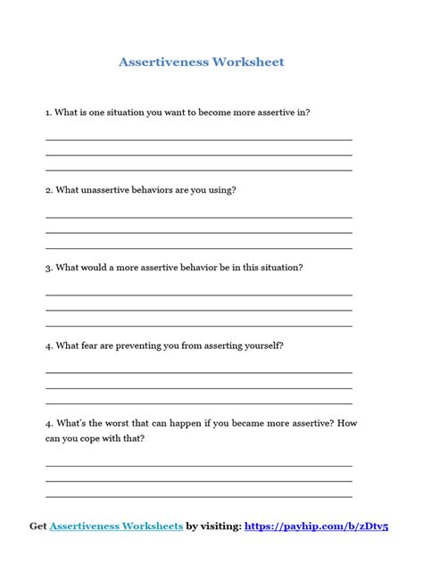 Assertiveness Worksheets Pdf