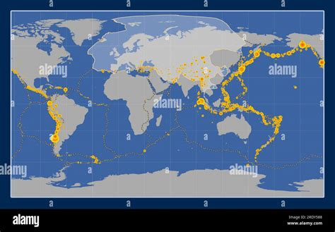 Eurasian Tectonic Plate On The Solid Contour Map In The Compact Miller Projection Centered