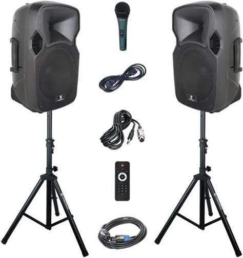 PRORECK Party 12 12 Inch 1000 Watts 2 Way Powered PA Speaker System Combo Set With Bluetooth USB