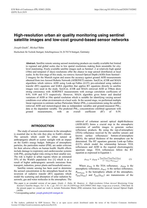 Pdf High Resolution Urban Air Quality Monitoring Using Sentinel