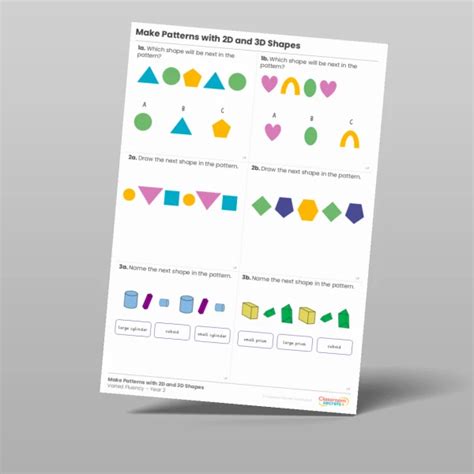 Year 2 Make Patterns With 2d And 3d Shapes Varied Fluency Resource Classroom Secrets