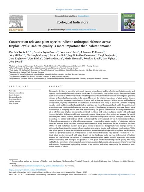 Pdf Conservation Relevant Plant Species Indicate Arthropod Richness Across Trophic Levels