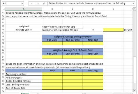 solved comparing inventory costing methods using excel s