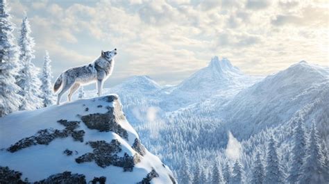 Gray Wolf On Snowy Peak Images Free Download On Freepik