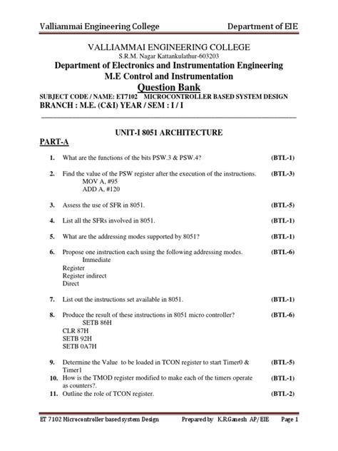 Et7102 Microcontroller Based System Design Pdf Pic Microcontroller