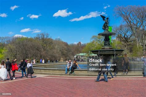 뉴욕에 센트럴 파크에 푸른 하늘 봄 시간에 베 데스 다 분수 건축에 대한 스톡 사진 및 기타 이미지 건축 경관 관광객 Istock