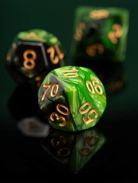 Premium Photo Rpg Dice Beautiful Rpg Dice Placed On Reflective Surface And Dark Background