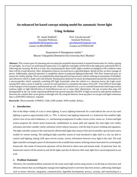 Pdf An Enhanced Iot Based Concept Mining Model For Automatic Street Light Using Arduino