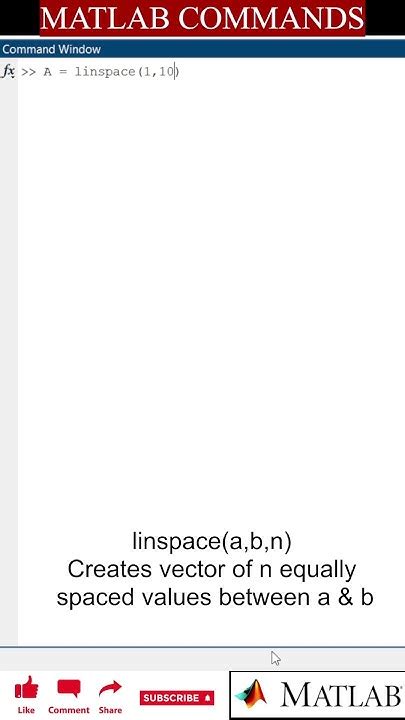 Shorts Matlabtutorials Array Create Linear Equal Space Array
