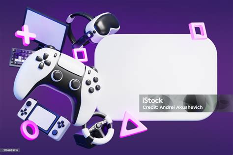 게임 나이트 빈 포스터 비디오 게임 라이브 스트림 3d 렌더링 조이스틱 Vr 안경 컴퓨터 콘솔 네온 배경에 휠이 있는 흰색 배너 모형 온라인 토너먼트 발표 3차원 형태에