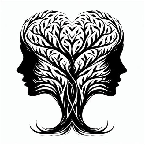 Silhouette Art Male And Female Trees Their Branches Entwined In An Eternal Embrace Premium AI