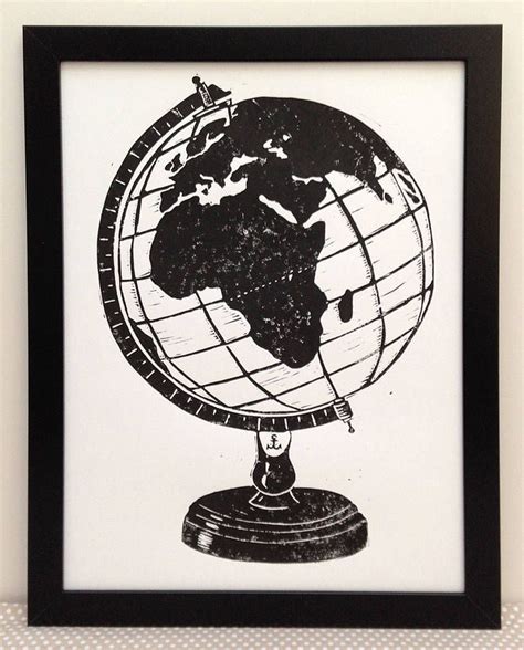 Globe Limited Edition Linocut Print