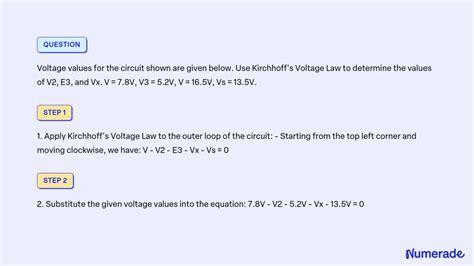 SOLVED: Voltage values for the circuit shown are given below. Use ...