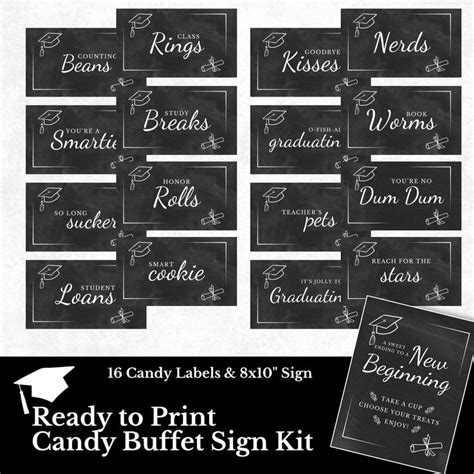 Graduation Candy Buffet Sign Printable Dessert Table Decor Pdf