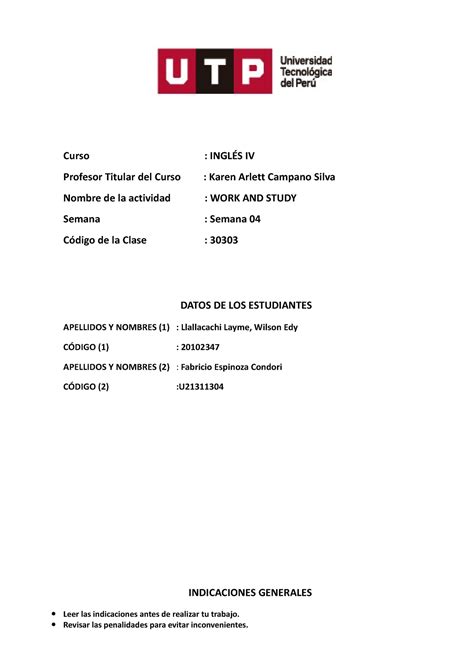 AC S04 Week 04 Task Assignment Work and study 10092023 Curso INGLÉS IV Profesor