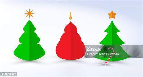 세 개의 종이가 다른 디자인의 크리스마스 트리를 자릅니다 메리 크리스마스와 새해 복 많이 받으세요 2023 3d 벡터 일러스트 레이 션 12월에 대한 스톡 벡터 아트 및