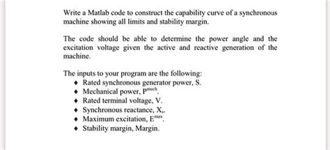 Solved Write A Matlab Code To Construct The Capability Curve Of A
